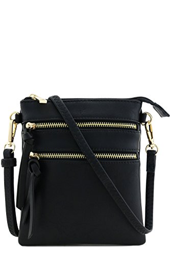 Isabelle Functional Multi Pocket Crossbody Bag (BLACK)