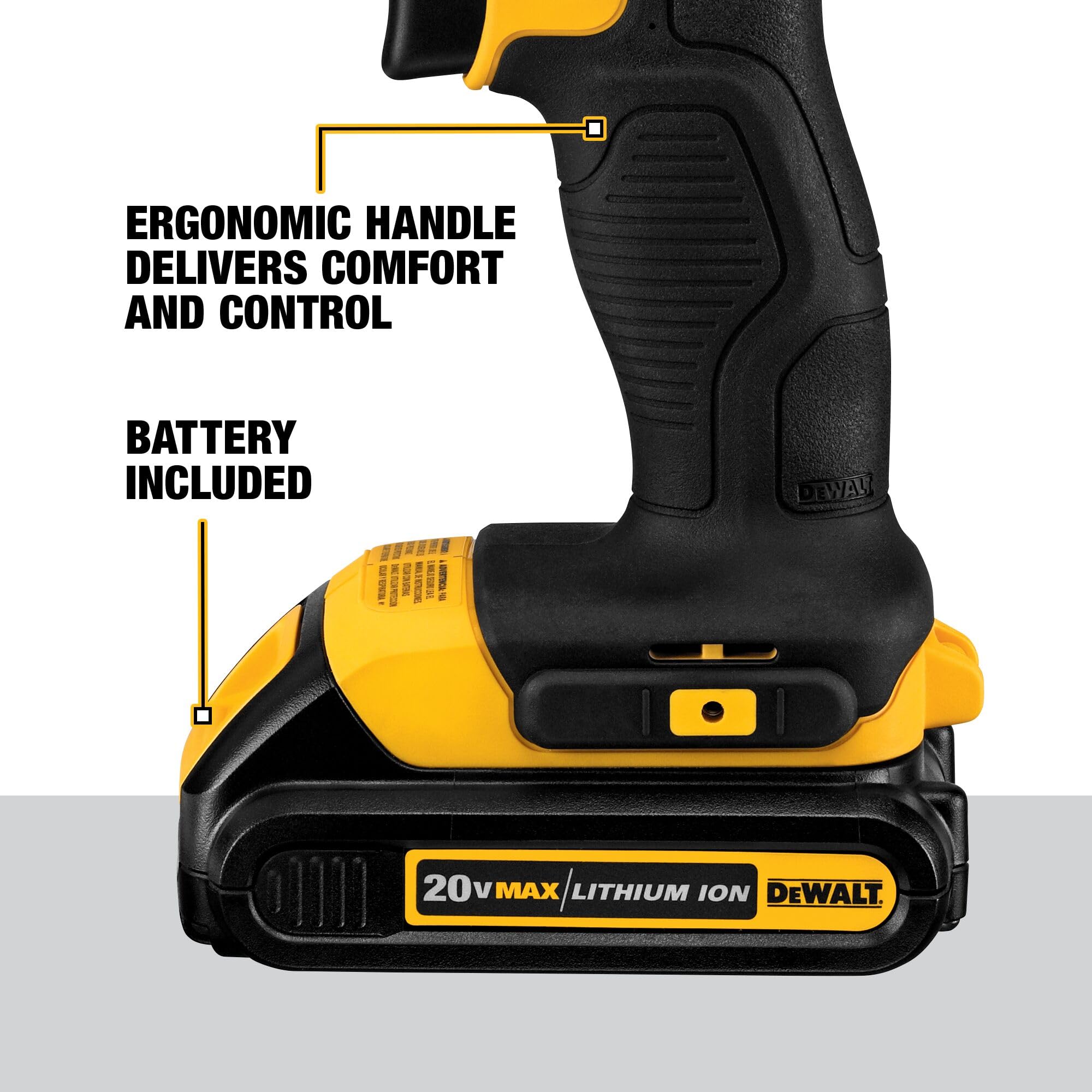 DEWALT 20V Max Cordless Drill / Driver Kit, Compact, 1/2-Inch (DCD771C2), Yellow