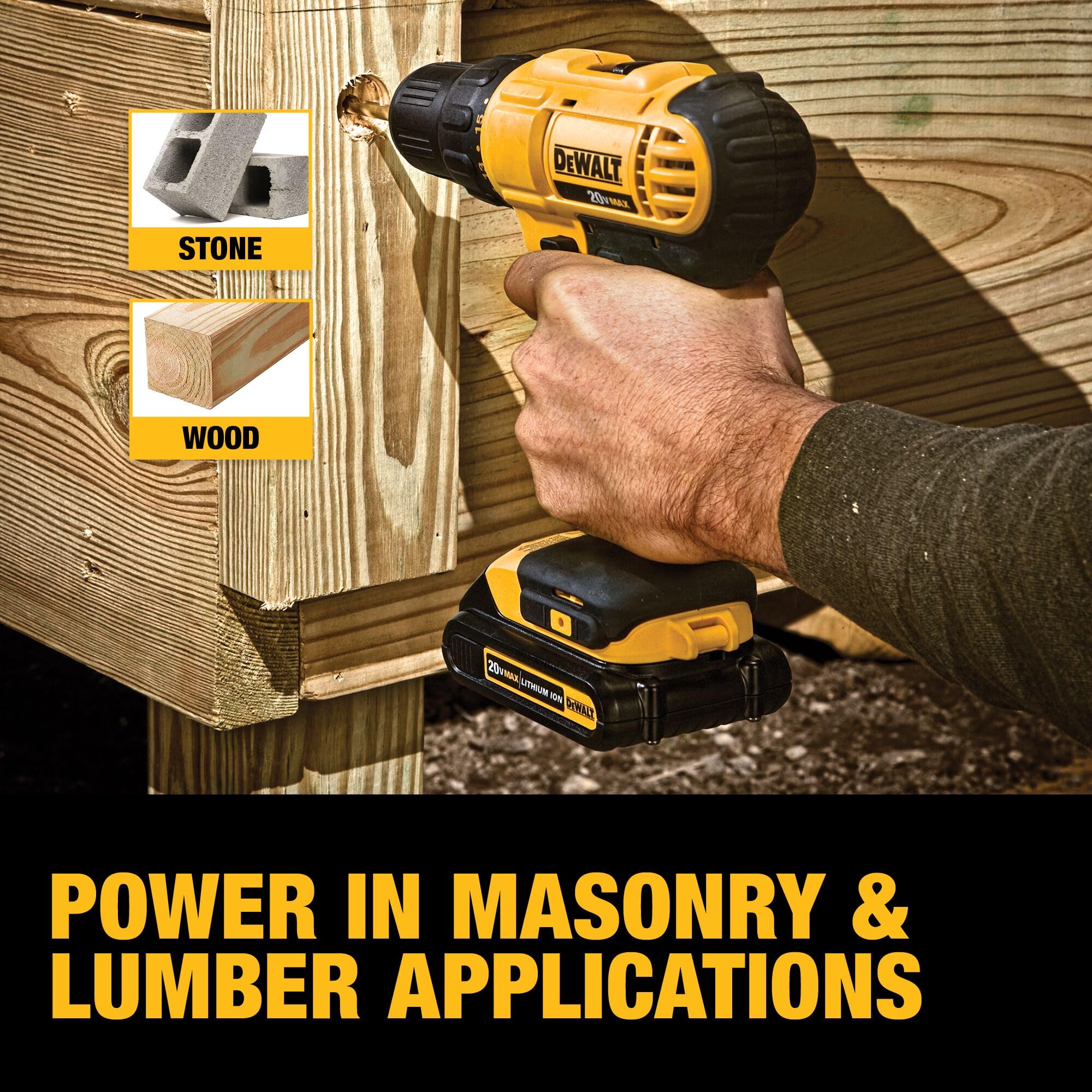 DEWALT 20V Max Cordless Drill / Driver Kit, Compact, 1/2-Inch (DCD771C2), Yellow
