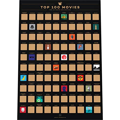 Enno Vatti Top 100 Movies Scratch Off Poster - Best Films To Watch Bucket List (16.5" x 23.4") - Ultimate Gift for Movie Lovers, Christmas, Easter, Valentine's Day
