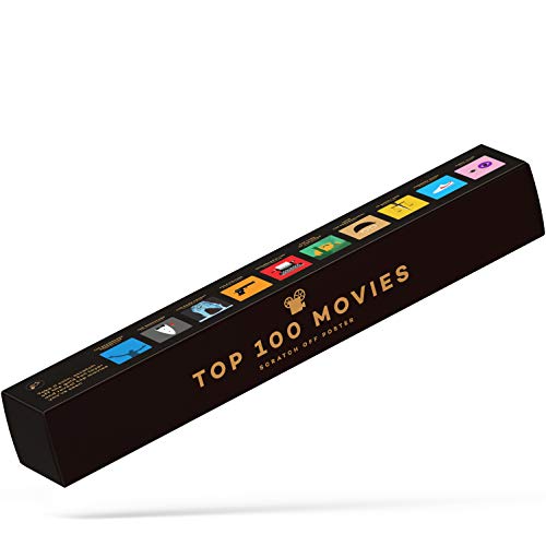 Enno Vatti Top 100 Movies Scratch Off Poster - Best Films To Watch Bucket List (16.5" x 23.4") - Ultimate Gift for Movie Lovers, Christmas, Easter, Valentine's Day