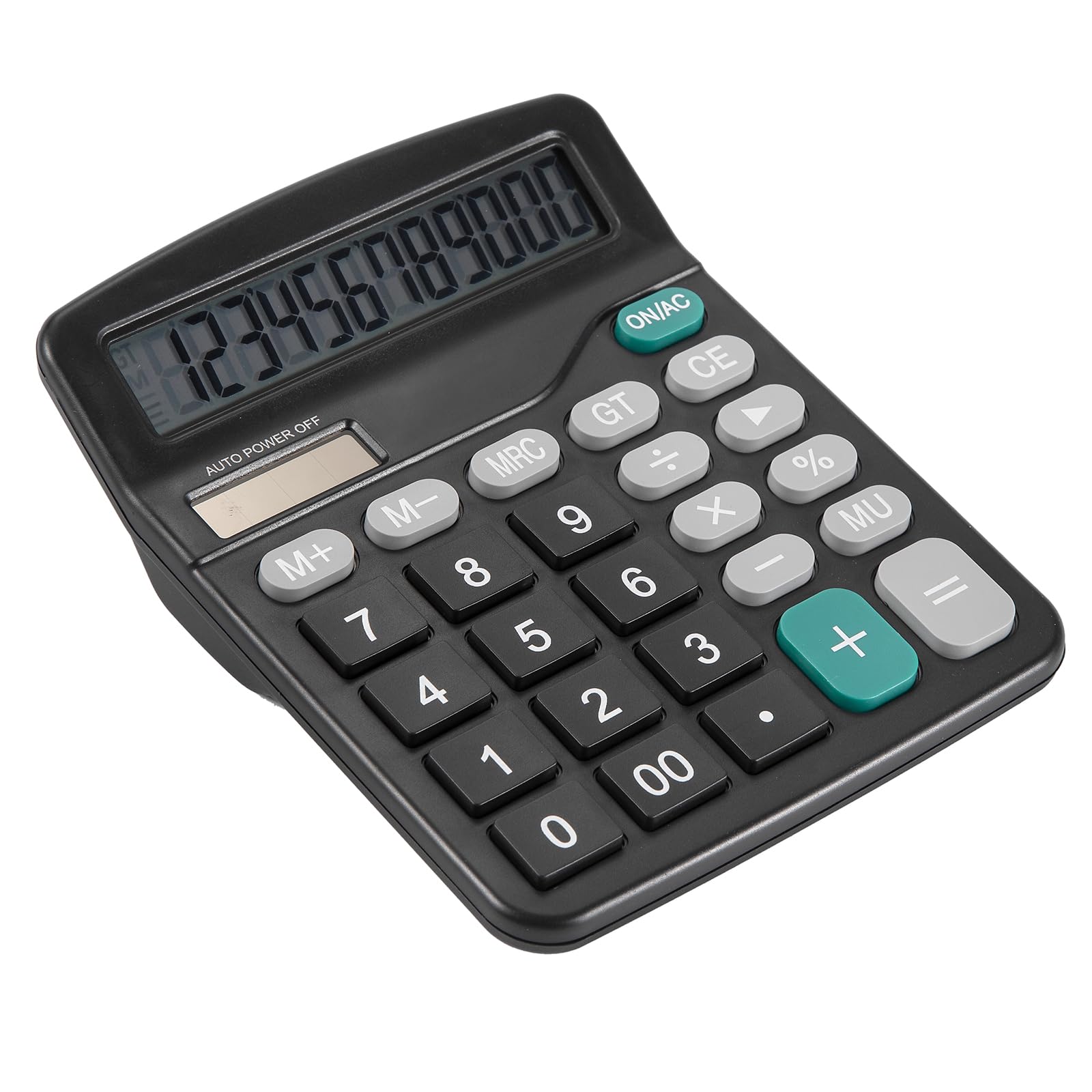Upgraded versionCalculator, 12-Digit Solar Cell Office Calculator with Large LCD Display, Large Sensitive Buttons, Dual Power Desktop CalculatorSuitable for Office, Home, School(Black)
