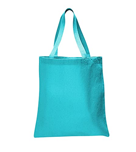 (12 Pack) 1 Dozen - Heavy Cotton Canvas Tote Bags (Turquoise)