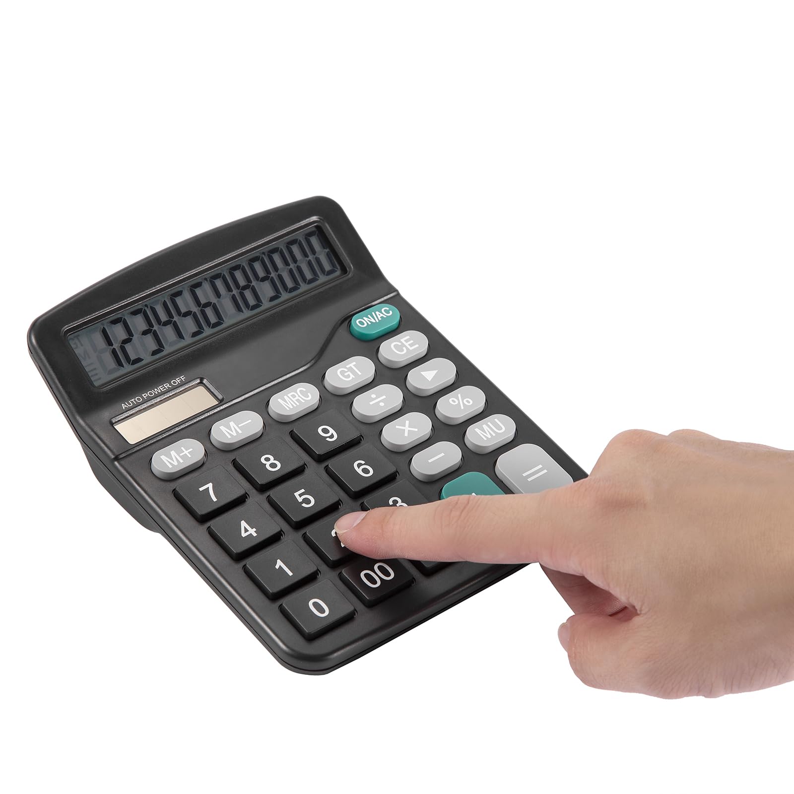 Upgraded versionCalculator, 12-Digit Solar Cell Office Calculator with Large LCD Display, Large Sensitive Buttons, Dual Power Desktop CalculatorSuitable for Office, Home, School(Black)