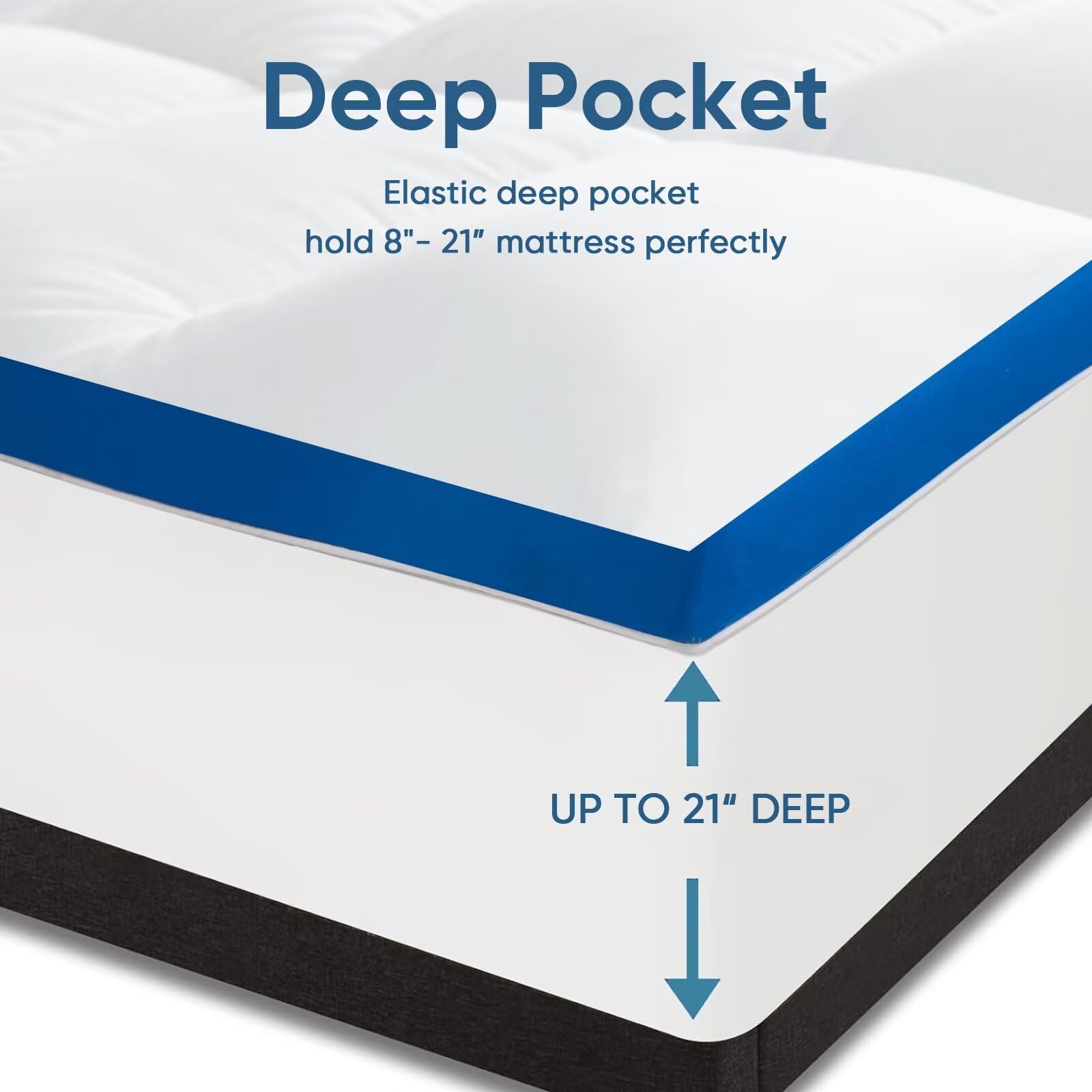 Mattress Topper Cal King Size, CYMULA Cooling Mattress Pad Cover for Bed Back Pain, Extra Thick Pillow top Down Alternative Overfilled Plush with 8-21 Inch Deep Pocket - 72"x84" White