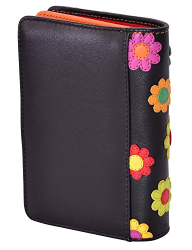 Visconti Spanish DS-82 Womens Floral Multi Colored Bifold Wallet DAISY COLLEC. - Black Multi, Medium