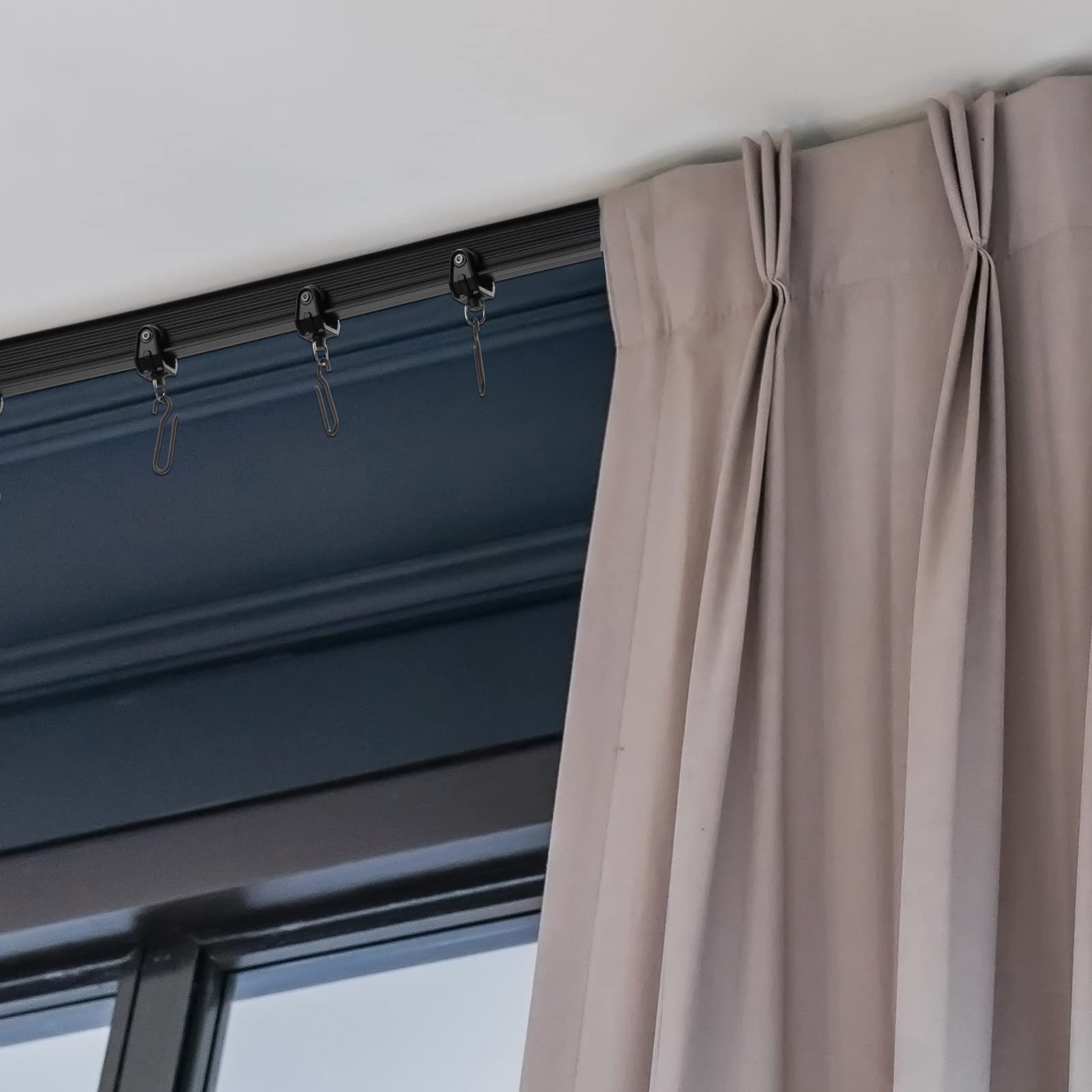 Jetec Flexible Bendable Ceiling Curtain Track, 9.8ft/16.4ft(5m), Ceiling Mount for Curtain Rail with Track Curtain System, Room Divider, Ceiling Curtain Rod, Rv Ceiling Track for Curtains(5 m,Black)