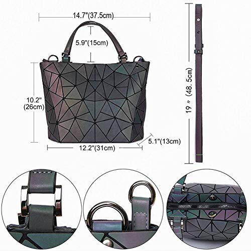 Geometric Luminous Purses and Handbags Holographic Reflective Crossbody Bag Wallet Flash Rainbow Tote NO.6