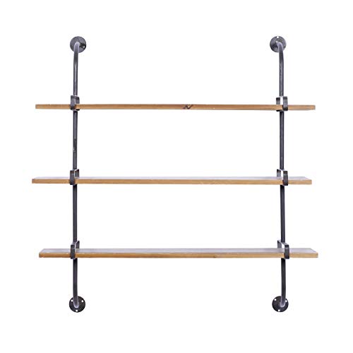 Deco 79 Wood Wall Shelf with Metal Brackets, 38" x 9" x 38", Brown