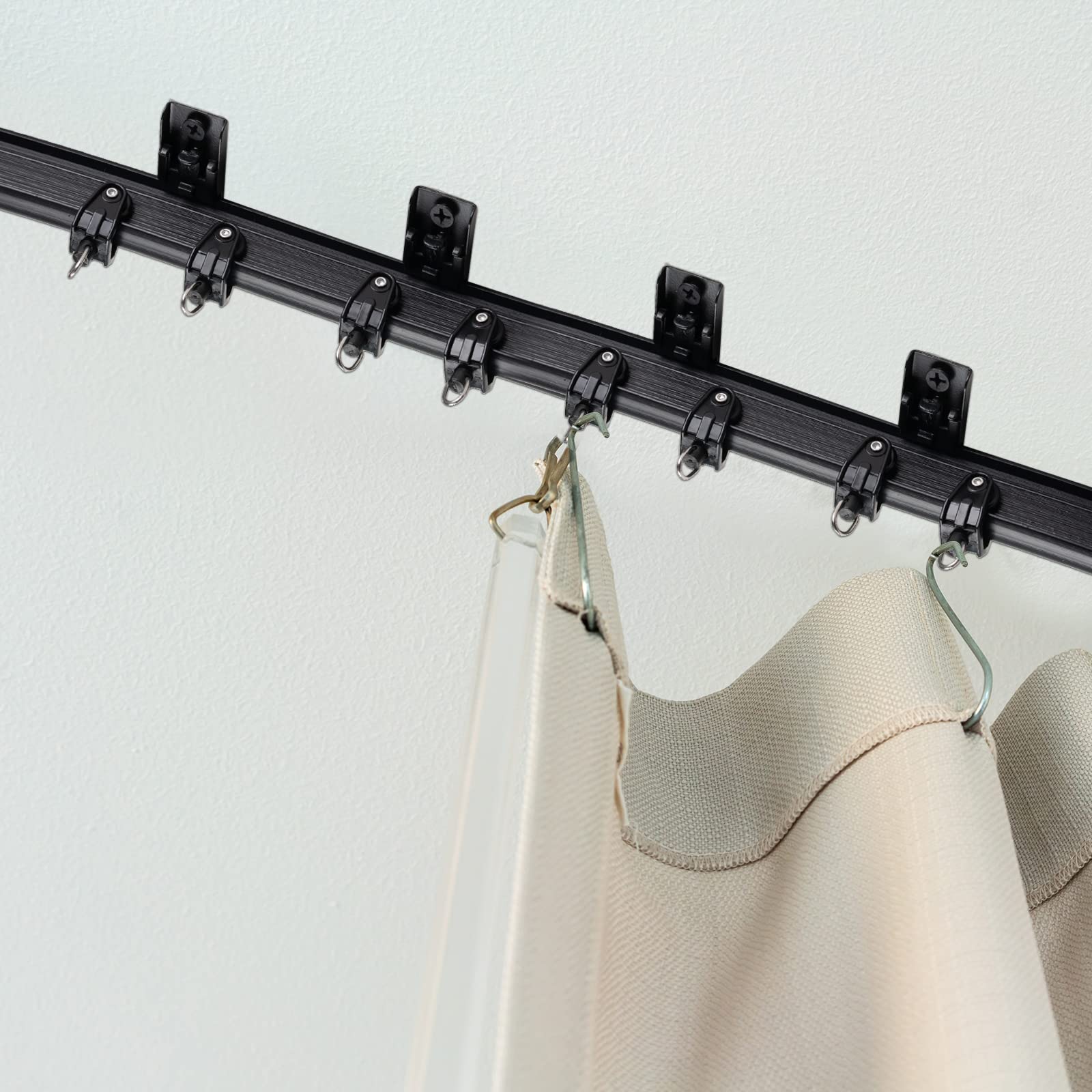 Jetec Flexible Bendable Ceiling Curtain Track, 9.8ft/16.4ft(5m), Ceiling Mount for Curtain Rail with Track Curtain System, Room Divider, Ceiling Curtain Rod, Rv Ceiling Track for Curtains(5 m,Black)