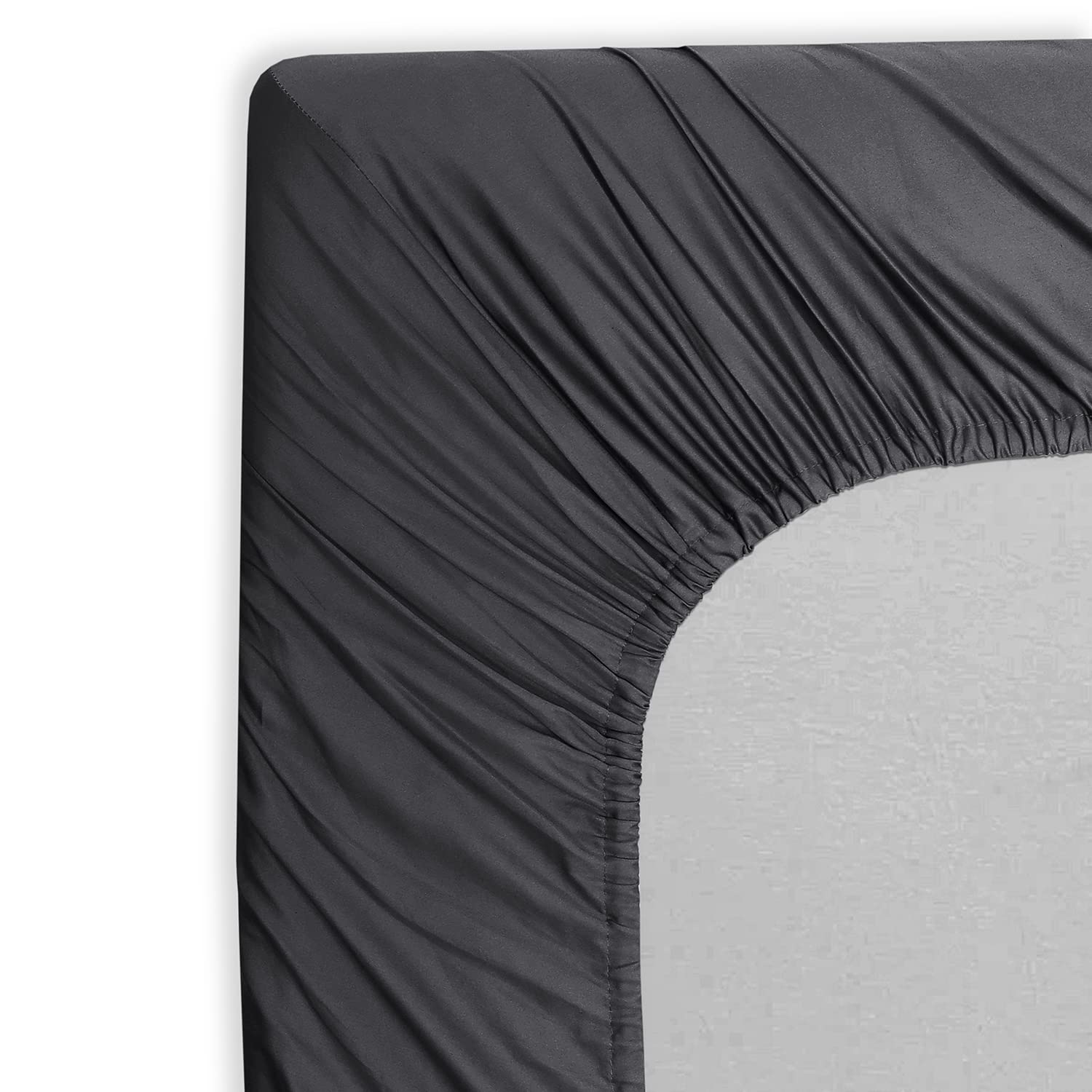 BLC Microfiber Twin Size Fitted Sheet, Pack of 1, 1800 TC Double Brushed Breathable & Cooling Sheet with 15" Deep Pocket, Wrinkle Free - Comfy β Dark Grey Bed Sheet
