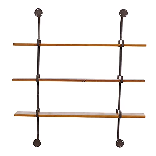 Deco 79 Wood Wall Shelf with Metal Brackets, 38" x 9" x 38", Brown