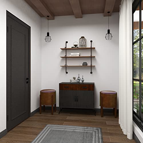 Deco 79 Wood Wall Shelf with Metal Brackets, 38" x 9" x 38", Brown