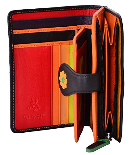 Visconti Spanish DS-82 Womens Floral Multi Colored Bifold Wallet DAISY COLLEC. - Black Multi, Medium