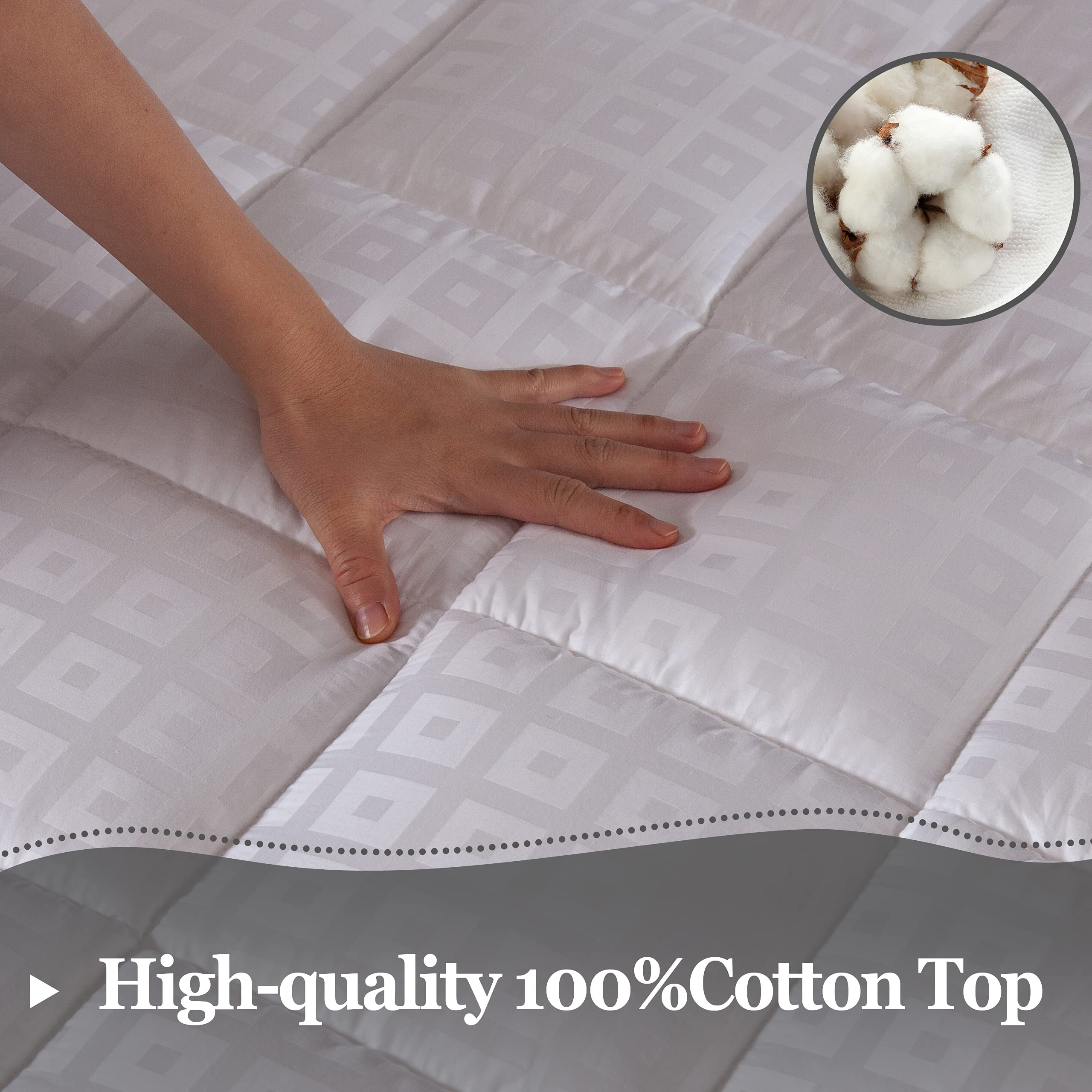 Mattress Pad Cover Cal King Size Cooling Mattress Topper Pillow Top Cotton Upper Layer with Polyester Fill Quilted Fitted Mattress Protector 8"-21" Deep Pocket White
