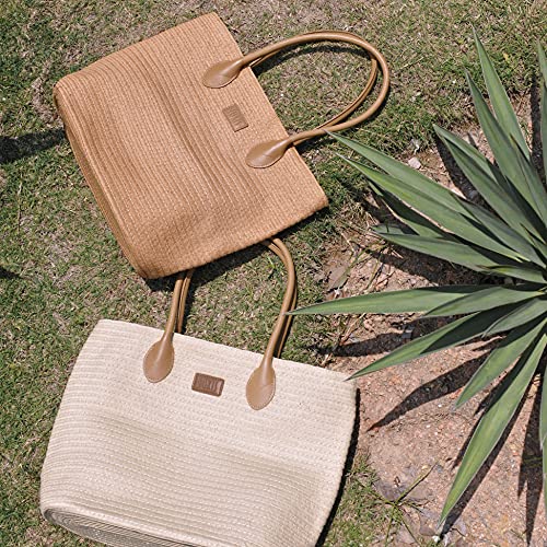 Straw Rattan Women Tote Summer Beach Shoulder Handbag Medium Size 17.8''x12.6"x5.1"