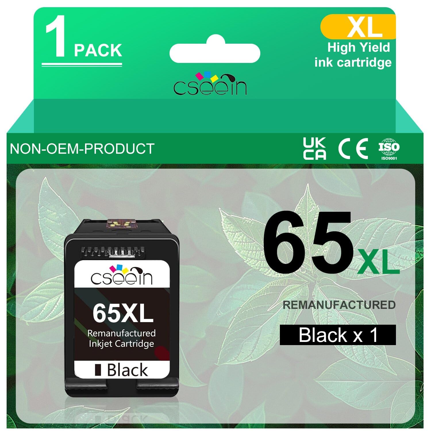 Remanufactured Printer Ink Cartridges for HP Ink 65 XL, Black Inkjet Cartridge for HP Envy 5052 5055 5010 5012 5020 5030 Deskjet 2600 2622 2652 3722 3755 3752 2635 2636 2655 Amp 120 100 Replacement