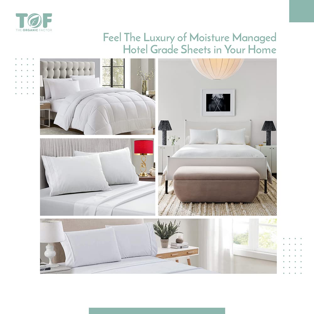 California King Sheet Sets - White, GOTS Approved 400TC, Organic Sheets, 4 Piece Bedding Set, Cal King Sheets, Silky Soft Sateen Weave, Cal King Sheets Deep Pocket Fitted, California King Sheets