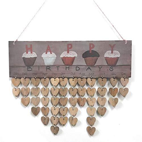 hiriyt New Home Wall Modern Art Decor Wood Happy Birthday Calendar Floating Shelves