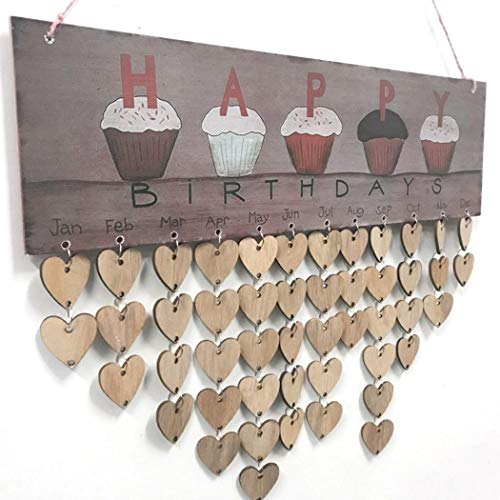 hiriyt New Home Wall Modern Art Decor Wood Happy Birthday Calendar Floating Shelves