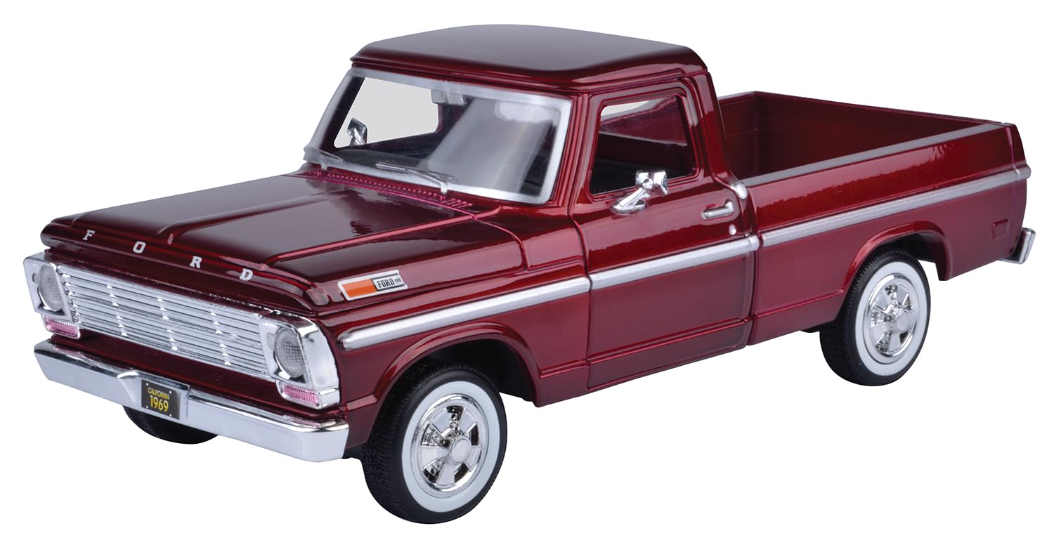 1969 Ford F-100 Pickup Truck Burgundy 1/24 by Motormax 79315 by Motormax