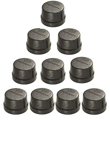 Black Iron Malleable Pipe Cap Fittings 1/2 Inch Threaded Pipes Nipples Caps - DIY Pipe Furniture - Industrial Piping - Plumbing Supplies 10 Pack