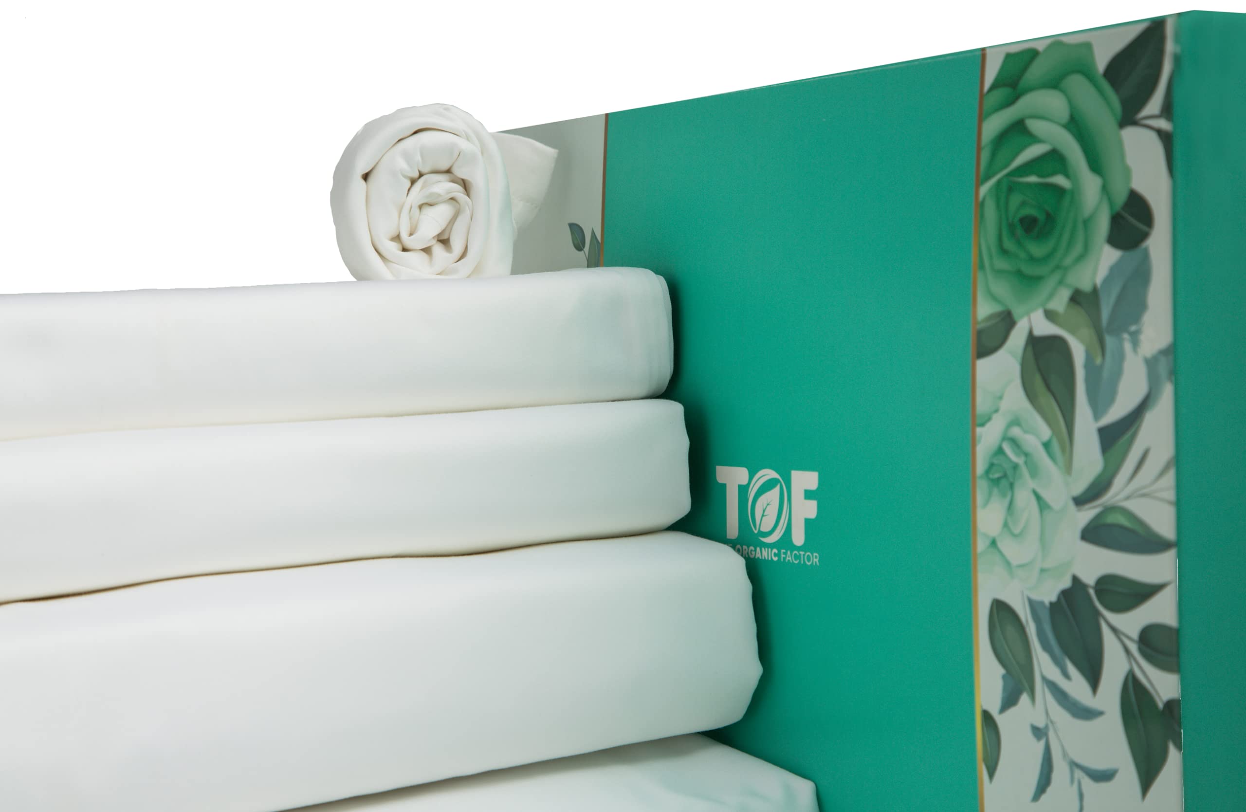 California King Sheet Sets - White, GOTS Approved 400TC, Organic Sheets, 4 Piece Bedding Set, Cal King Sheets, Silky Soft Sateen Weave, Cal King Sheets Deep Pocket Fitted, California King Sheets
