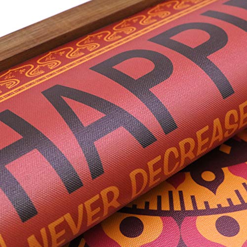 Buddha Wall Art Zen Decor Printed on Canvas with Scroll Wood Frame Hanger Poster Happiness Quote Motivational Home Decor Hanging Painting 15.7 x 27 inch… (buddha happiness)
