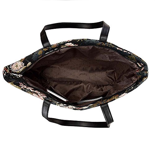 Signare Tapestry Shoulder Bag Tote Bag for Women with Peony Flower (SHOU-PEO)