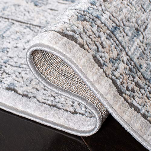 SAFAVIEH Oregon Collection 8' x 10' Light Blue/Ivory ORE877M Oriental Distressed Non-Shedding Living Room Bedroom Dining Home Office Area Rug