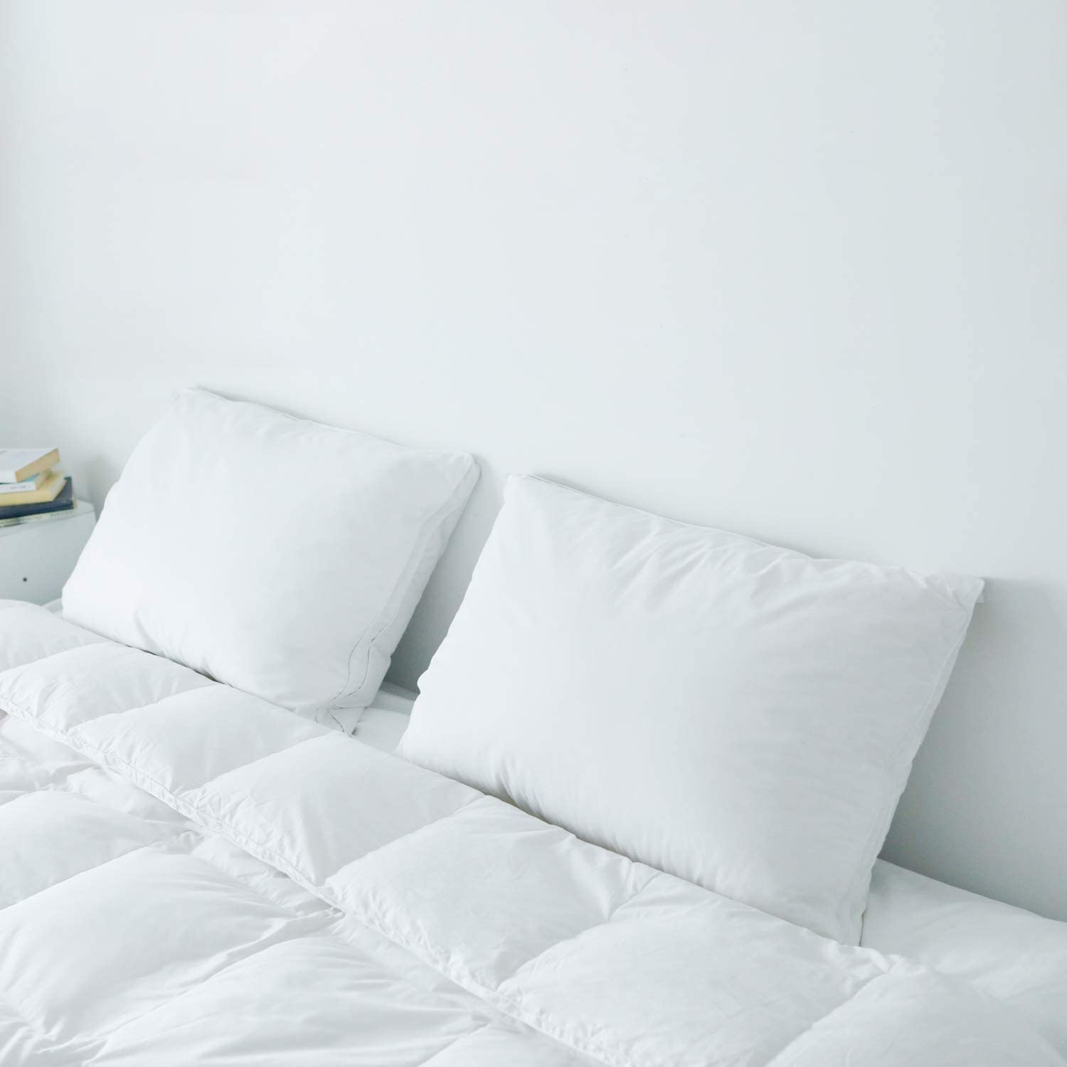 Damome Goose Feathers Down Pillows for Sleeping(2 Pack),Standard(20inx26in)-White Bed Pillow Inserts,100% Cotton Cover,Sleeping Pillows for All Sleepers