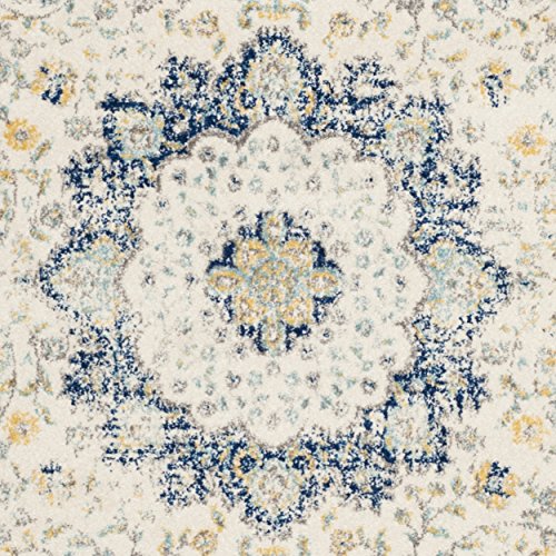 SAFAVIEH Evoke Collection 8' x 10' Ivory/Blue EVK220C Shabby Chic Oriental Medallion Non-Shedding Living Room Bedroom Dining Home Office Area Rug