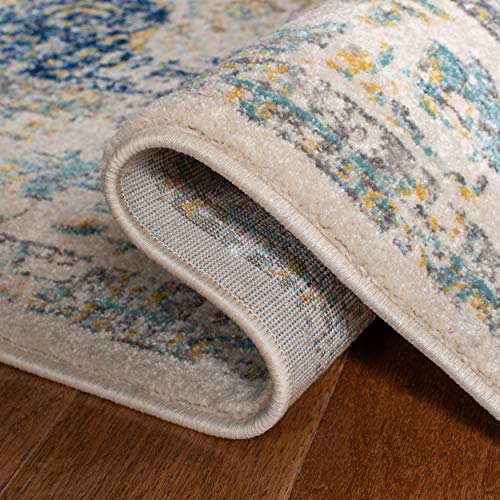 SAFAVIEH Evoke Collection 8' x 10' Ivory/Blue EVK220C Shabby Chic Oriental Medallion Non-Shedding Living Room Bedroom Dining Home Office Area Rug