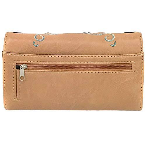 Zelris Western Silver Cross Turquoise Conceal Carry Women Tote Purse Wallet Set (Tan)