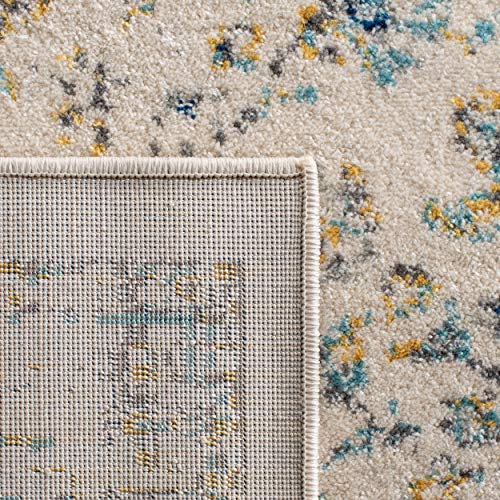 SAFAVIEH Evoke Collection 8' x 10' Ivory/Blue EVK220C Shabby Chic Oriental Medallion Non-Shedding Living Room Bedroom Dining Home Office Area Rug
