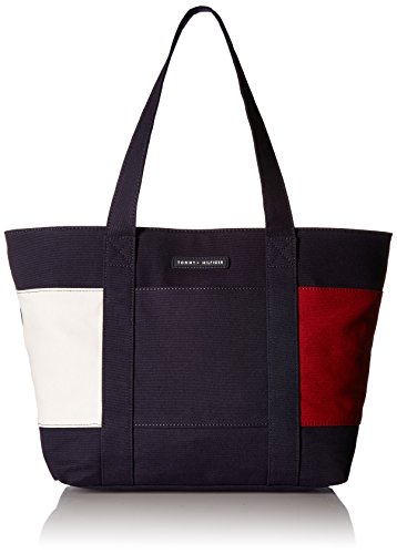 Tommy Hilfiger womens Canvas Tote Shoulder Handbag, Navy, One Size US