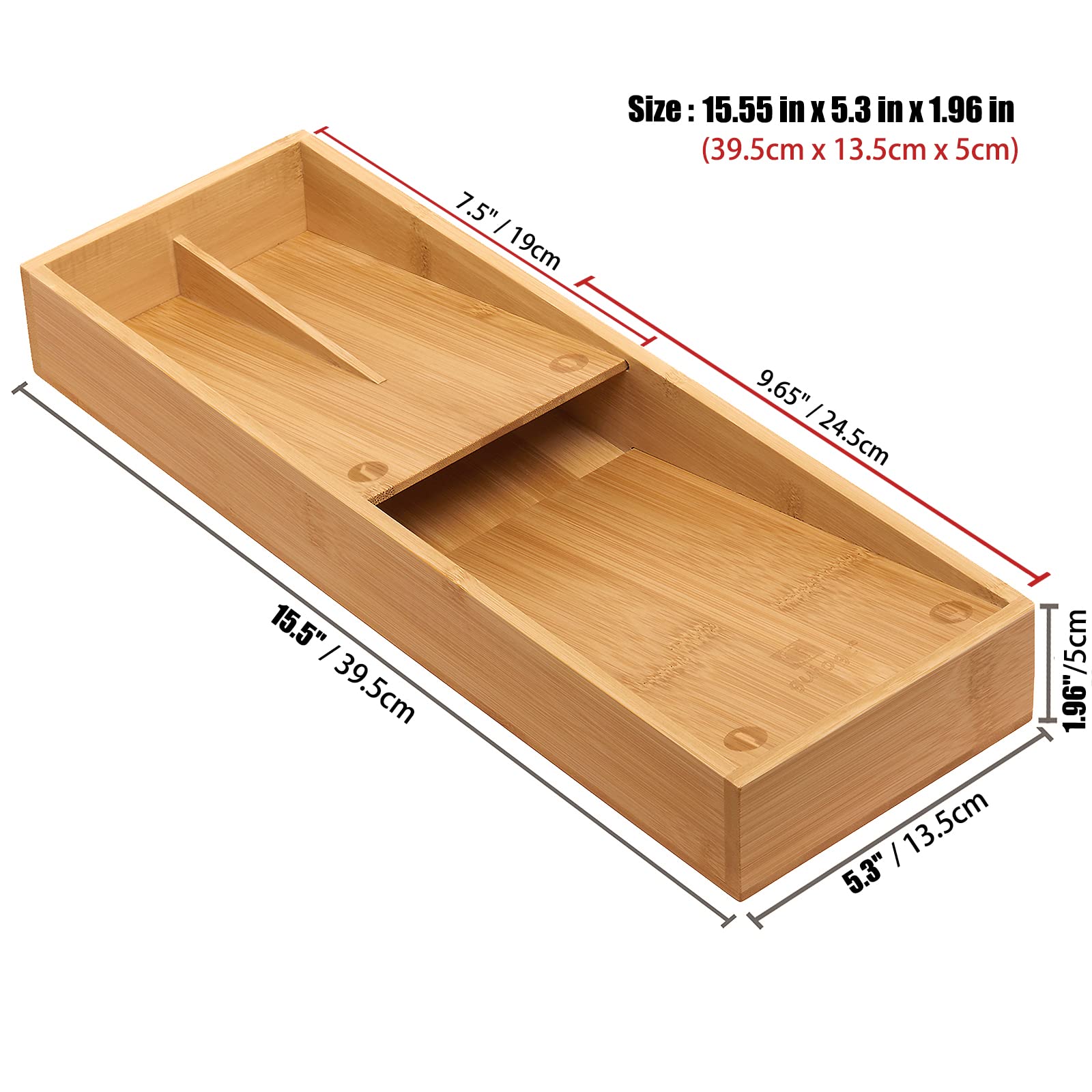 guiogc Bamboo Silverware Drawer Organizer, Kitchen Cutlery Tray,Utensil Holder for Spoons, Forks, Knives in Kitchen