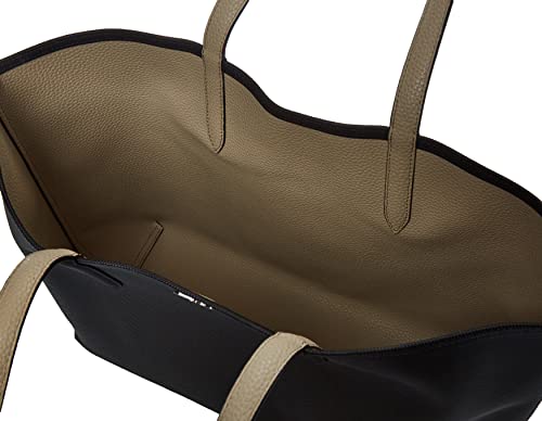 Lacoste womens Reversible Anna Tote Top Handle Handbag, Black Warm Sand, One Size US