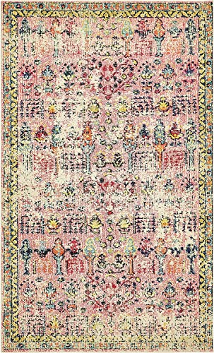 Unique Loom Monterey Collection Vintage Bohemian Inspired with Distressed Tribal Design Area Rug (5' 0 x 8' 0 Rectangular, Pink/ Yellow)