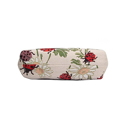 Signare Tapestry Crossbody Purse Small Shoulder Bag for Women with Red Ladybug and Daisy Design (XB02-LDBD)