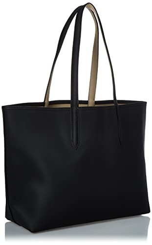 Lacoste womens Reversible Anna Tote Top Handle Handbag, Black Warm Sand, One Size US