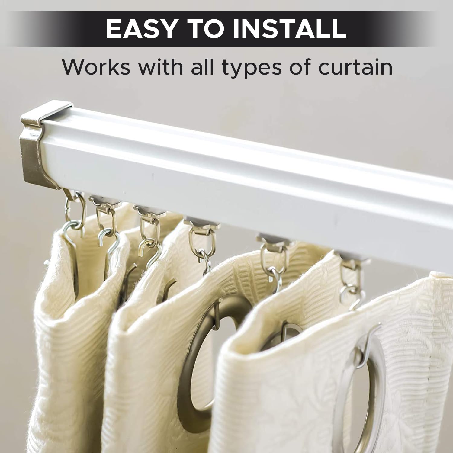 Jos & Haz Ceiling Curtain Track Set - 3ft-6.6ft / 2 Meter - Ceiling Track for Curtains-Room Divider - Curtain Track Ceiling Mount For Living Room Bedroom Drop Ceiling Shower-Ceiling Track System