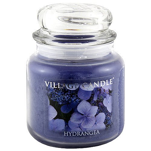 Village Candle Hydrangea 16 oz Glass Jar Scented Candle, Medium