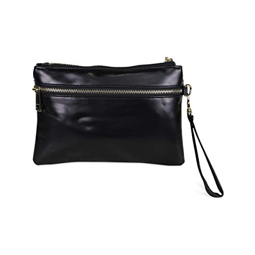 Funky Monkey Fashion Corner Detail Vegan Tartan Wristlet Wallet Clutch Bag - Phone Purse Handbag - Black & White Houndstooth Pattern (Large) (Black & White Buffalo Check)