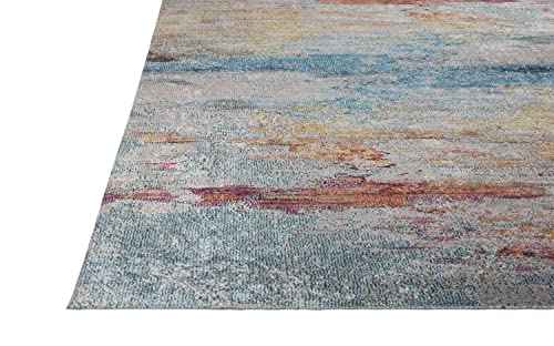 Mylife Rugs Contemporary Modern Non Slip Machine Washable Printed Area Rug, Rainbow 4'x6'
