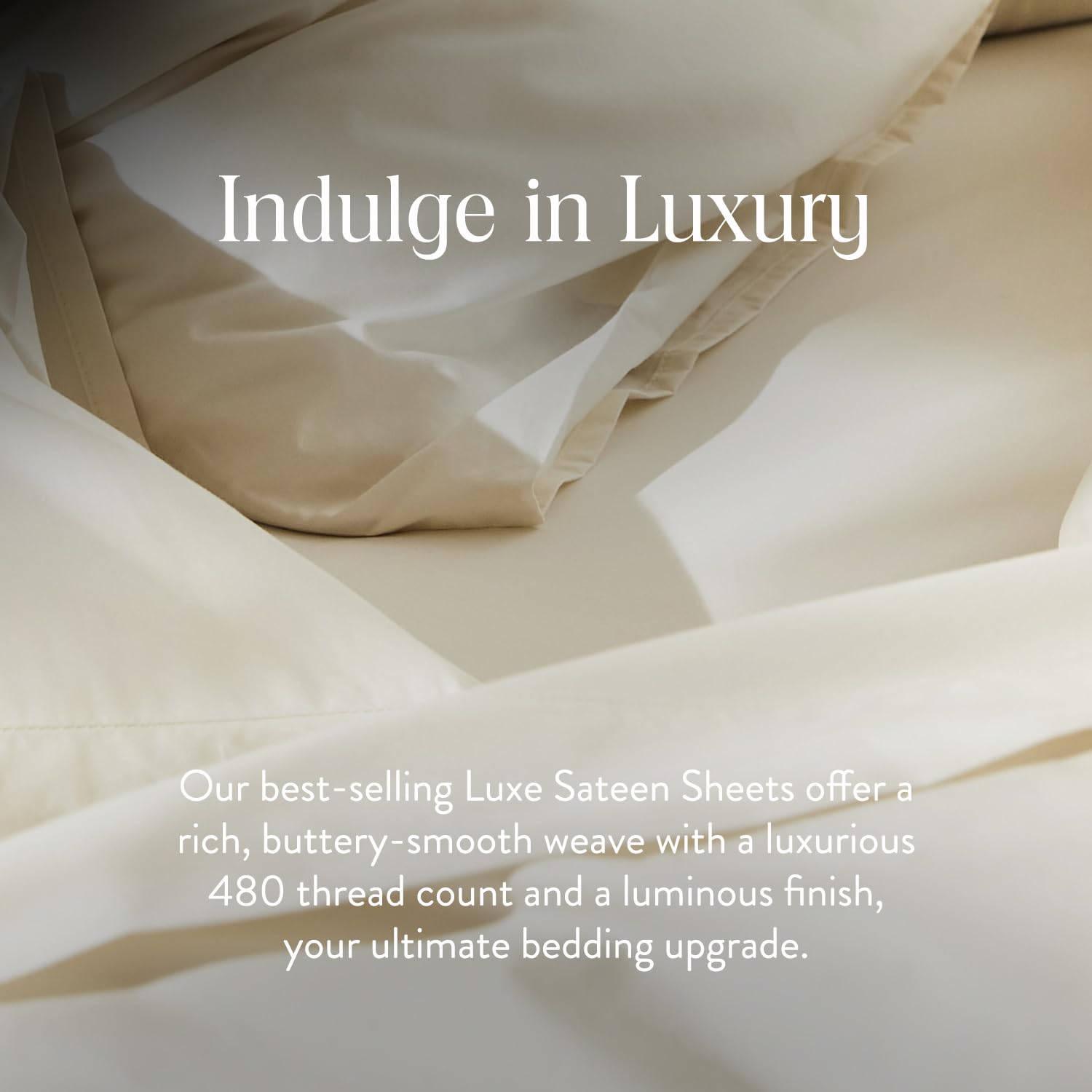 Brooklinen Luxury Sateen 4 Piece California King Size Sheets Set in Cream - 100% Cotton Sateen Sheets - 1 Fitted Sheet, 1 Flat Sheet, 2 Pillowcases - Best Luxury Sheets