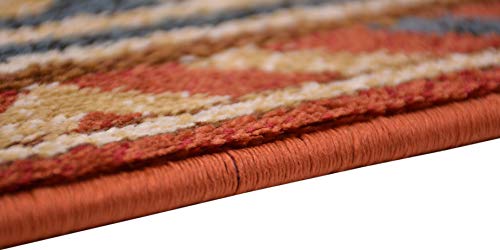Nevita Collection Southwestern Native American Design Area Rug Rugs Geometric (Orange (Terra), 3 x 3)