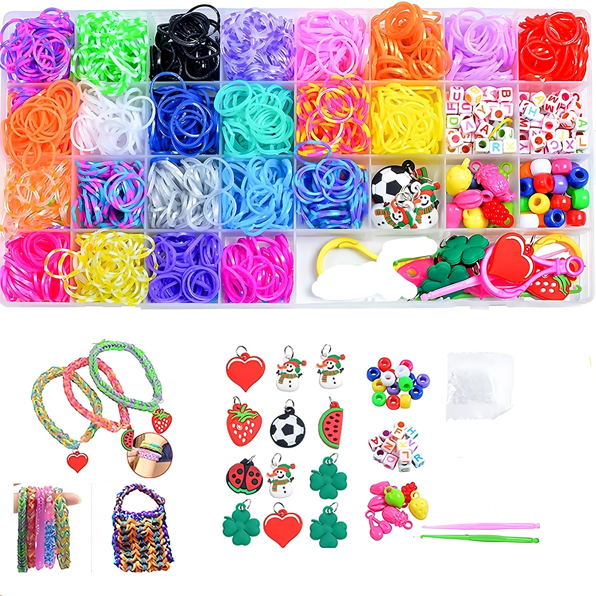 2000+Rubber Band Bracelet Kit, Loom Bracelet Making Kit for Kids, Rubber Bands Refill Loom Set, Rubber Bands for Bracelet Making Kit for Kids