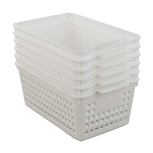 Fiazony 6-Pack White Plastic Storage Basket, Small Storage Basket