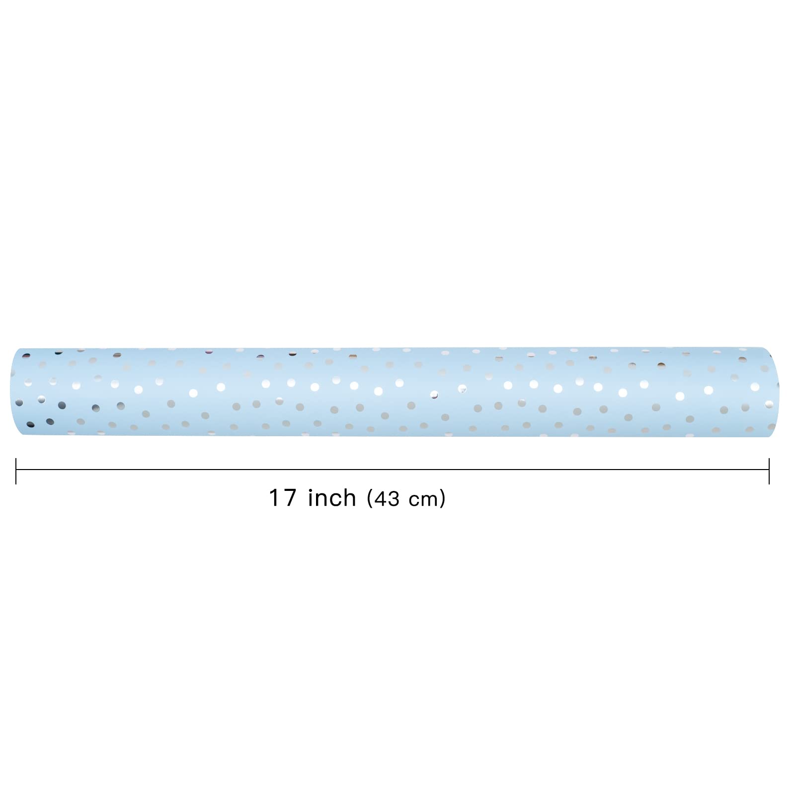 RUSPEPA Wrapping Paper Roll - Silver Foil Small Irregular Dots Baby Blue Background Design for Wedding, Birthday, Baby - shower, Congrats, and Holiday - 17 Inches X 32.8 Feet